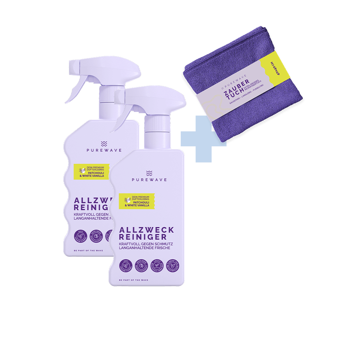 2+1 Allzweckreiniger | 2x Reiniger + 1x Mikrofasertuch | PUREWAVE